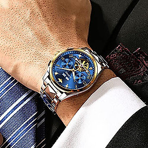 OUPINKE Mens Automatic Watches Diamond Skeleton Self Winding Luxury Dress Wrist Watch Sapphire Crystal Tungsten Steel Luminous Waterproof