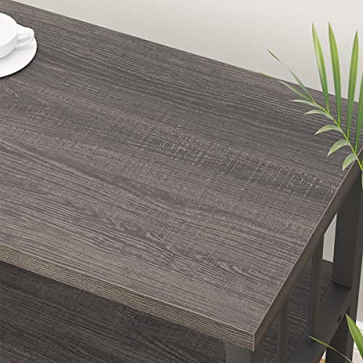 IBF Industrial 5 Cube Storage Organizer Bookshelf, Rustic Low Horizontal Book Shelf, Metal and Wood Cube Bookcase for Bedroom, Modern Wide Cubby Shelf for Living Room Home Office, Dark Grey Oak, 47 In