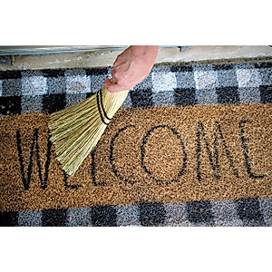 Rubbermaid Commercial 12 Inch Corn Whisk Broom, Yellow, Flagged Natural Bristles for Multi-Surface Sweeping, Remove Dirt and Debris from Porches, Floors Decks, Driveways, Sidewalks