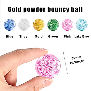 Ayfjovs 24PCS Glitter Bouncy Balls for Kids Party Favors, 32mm 6 Colors Rubber Bounce Balls Bulk, Easter Bag Filling, Easter Basket Stuffers