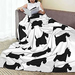 Annalice Scottish Terrier Silhouette Black Scottie Dog Flannel Fleece Blanket Ultra-Soft Fluffy Warm Throw Blanket for Couch Bed All Seasons Suitable for Women, Men, Black Scottie Dog, 80x60 Inches