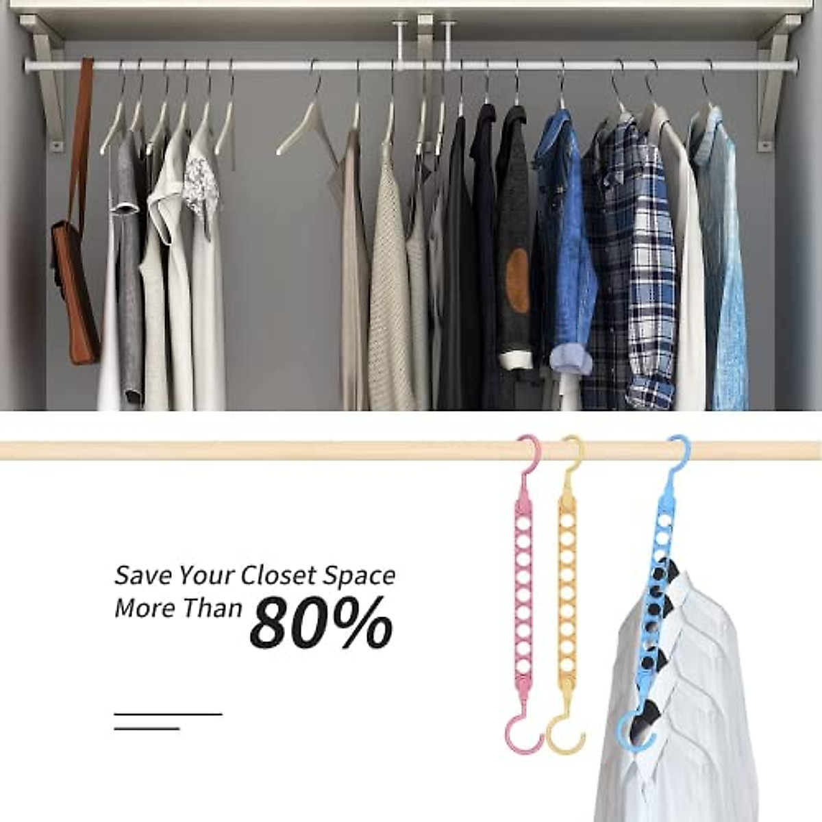 Fun Land 6 Pack Magic Closet Organizers ,9 Hole Space Saving Clothes Hangers for Heavy Clothes, Closet Organizer Hangers for Dorm Room Essentials
