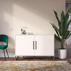 CosmoLiving by Cosmopolitan CosmoLiving Herringbone Unit, White Console