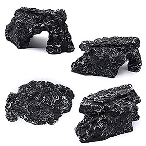 MINYULUA Reptile Hideout Cave Bearded Dragon Rock Hide Cave Turtle Basking Hide Habitat Shelter Rock Hide Hideout for Aquarium Tortoise Small Lizards Fish Amphibians