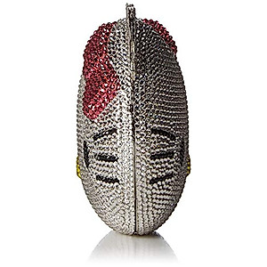 3-D Hello Kitty Cat Crystal Couture Clutch Special Occasion Holiday Party Evening Bag Silver