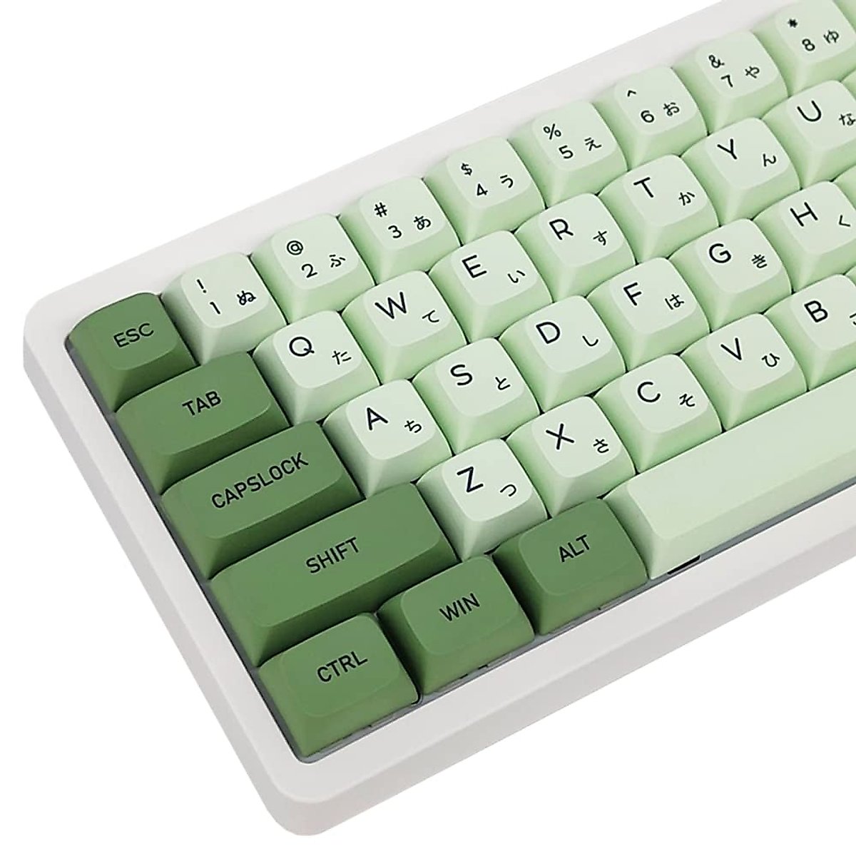 PBT 124 Keys XDA Profile Dye-Sub Matcha Keycaps，ANSI Layout Keycap Suitable for 61/64/87/104/108 Mechanical Gaming Keyboard(Keycaps only)