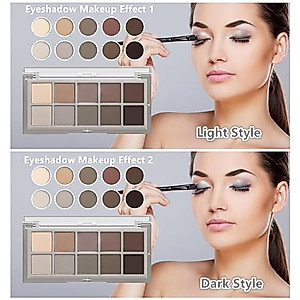 Go Ho 10 Colors Eyeshadow Palette,All Matte Eyeshadow Palette for Older Women,Highly Pigmented Blendable Shades,Neutral Eye Shadow Palette Makeup,Waterproof Cool-tone Grey Brown Eyeshadow,04