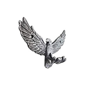 Handcrafted Nautical Decor Rustic Silver Cast Iron Flying Eagle Decorative Metal Talons Wall Hooks 6"