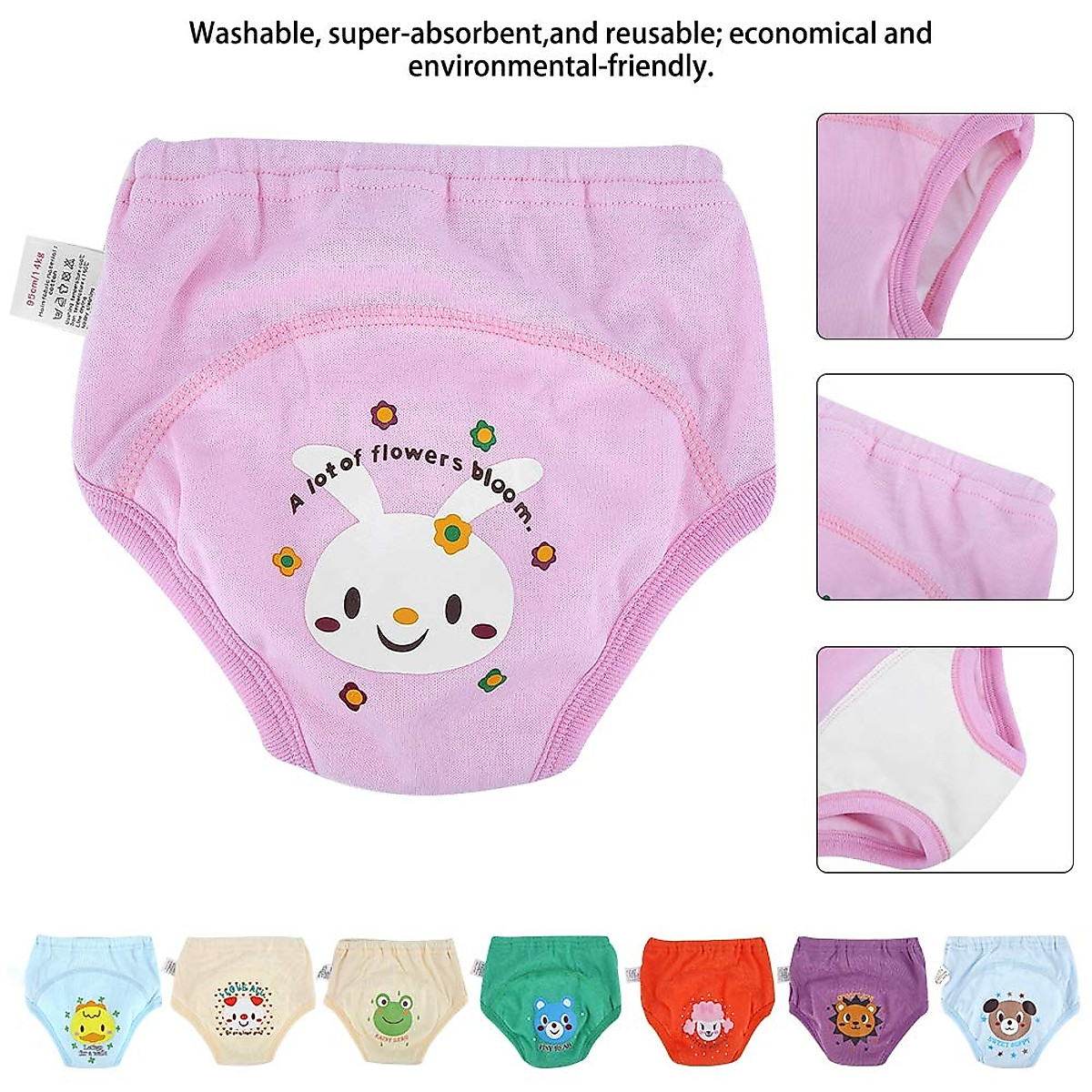 8PC/S Baby Training Pants Potty Training Underwear Toddlers Boys Girls Cartoon Cute Waterproof Diapers 4 Layers (80)