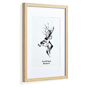 Yaetm 11x14 Picture Frame with Mat for 8x10 Set of 4, Solid Oak Wood Photo Frames with Tempered Glass, 11 x 14 Frames for Horizontal and Vertical Wall Mounting (4 pack, Oak)