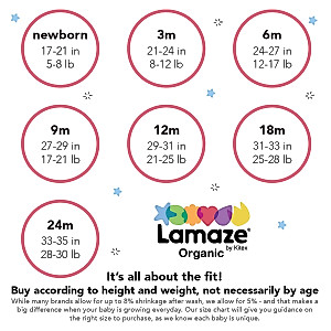 Lamaze Organic Baby Girls Stretchie One Piece Sleepwear, Baby and Toddler, Zipper, Pink Fruit, 9 Months