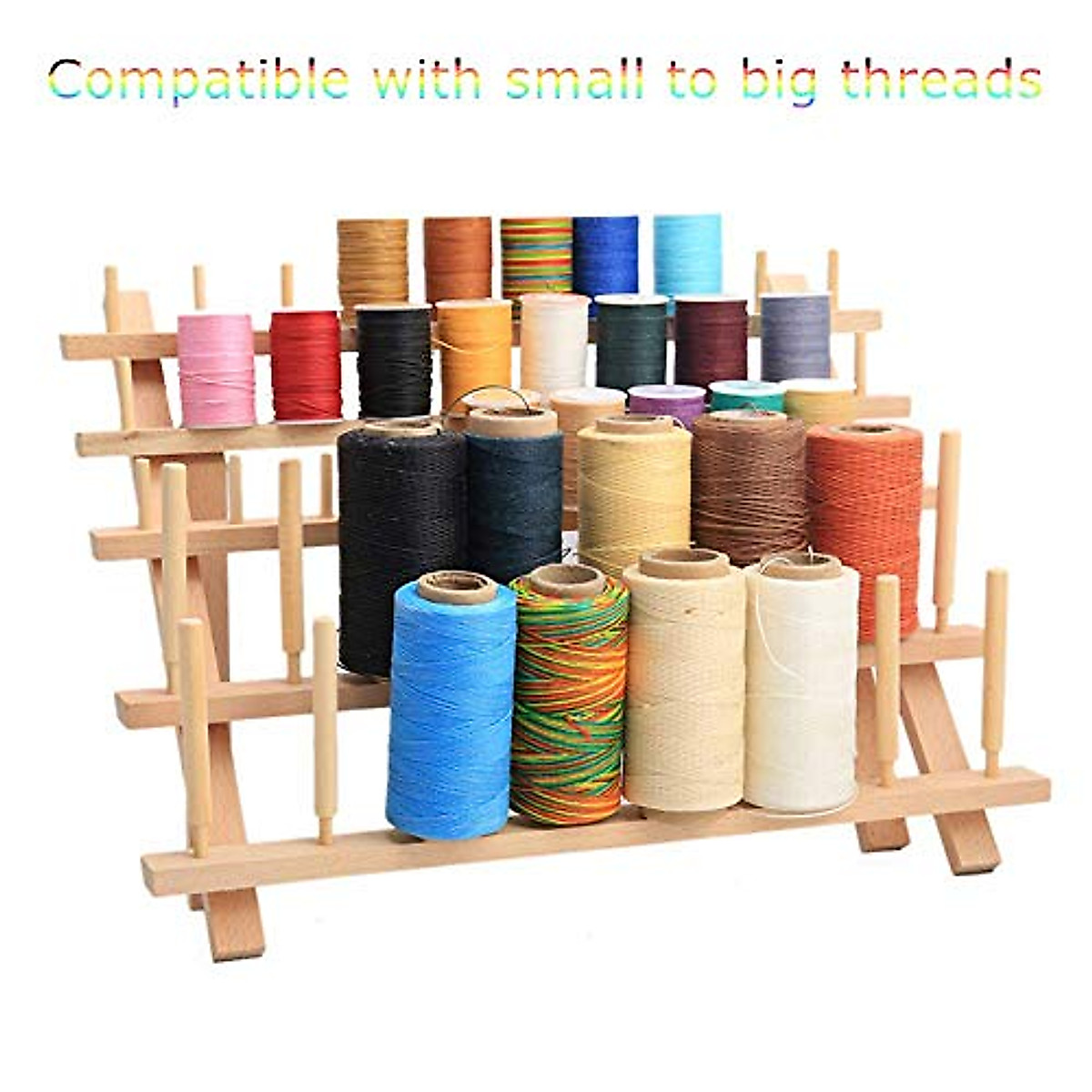 Enkarl Embroidery Thread Holder, Sewing Wooden Thread Rack Organizer, 46 Spool with Hanging Hooks for Quilting Hair-braiding