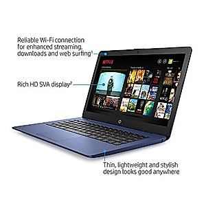 2021 HP Stream 14" HD SVA Laptop Computer, Intel Celeron N4000 Processor, 4GB RAM, 64GB eMMC Flash Memory, Webcam, 1-Year Office, Intel UHD Graphics 600, Win 10S, Royal Blue, (Renewed)