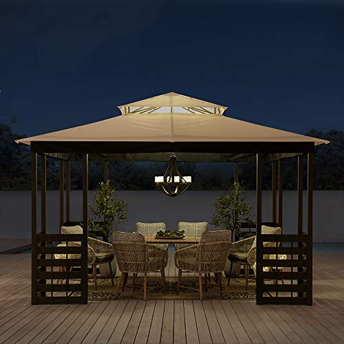 SummerCove Brook Park Outdoor Patio Steel Frame 11 x 13 ft. 2-Tier Soft Top Gazebo with White Canopy Roof for Garden, Backyard, and Lawn Activities