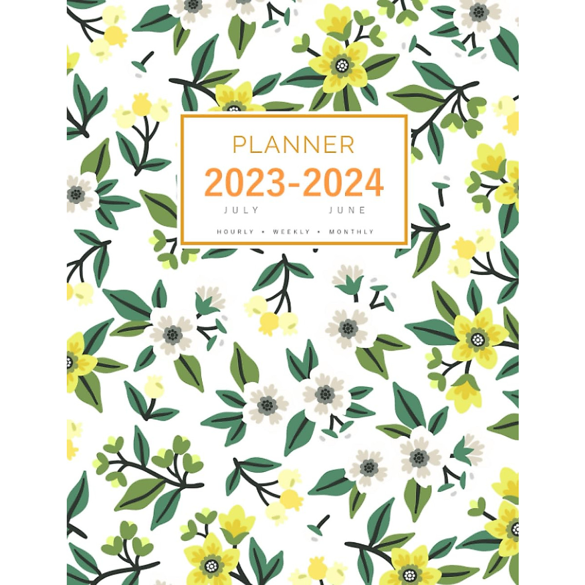 Planner July 2023-2024 June: 8.5 x 11 Large Notebook Organizer with Hourly Time Slots | Spring Summer Small Flower Design White