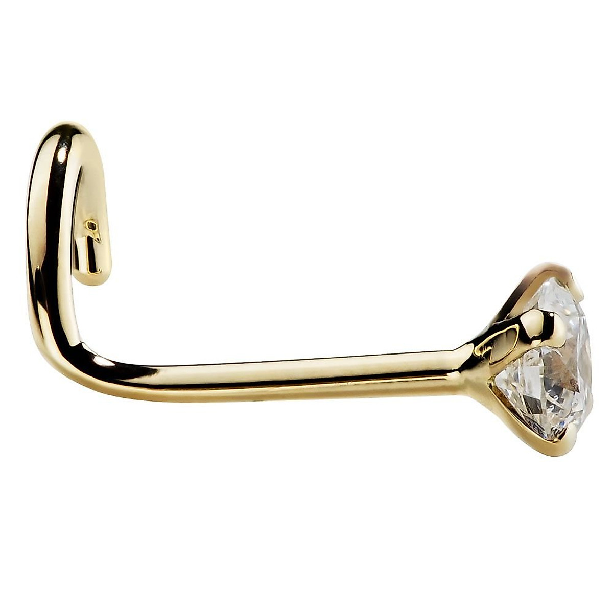 FreshTrends 18G 2.5mm 0.06 ct. tw Diamond 14K Yellow Gold Twist Screw Nose Ring I1