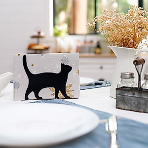 SOFFEE DESIGN Iron Vertical Cat Napkin Holder, Animal Shadow Napkin Stand Convenient Desktop Storage Decoration, Adorable Paper Towel Dispenser for Kitchen Countertops, Dining Table, Black