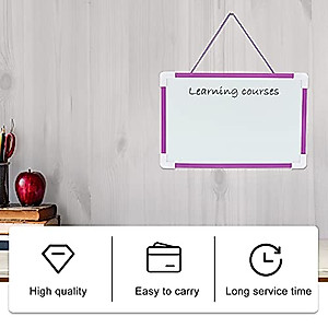 Operitacx Small Dry Erase Whiteboard, Magnetic White Board with Marker, Magnetic Hanging Whiteboard, Portable Mini Double Sided White Board for Drawing, Memo Board (Purple)