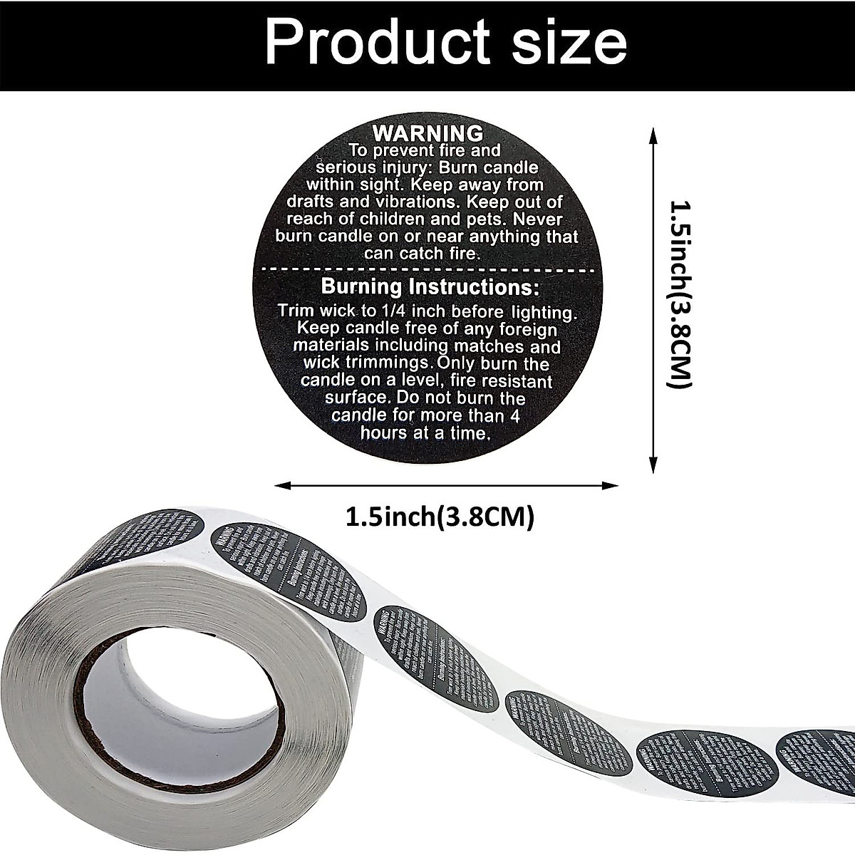 1500 Pcs Candle Warning Labels,1.5inch Candle Jar Container Stickers, Candle Safety Stickers for Candle Making DIY Candle Jars