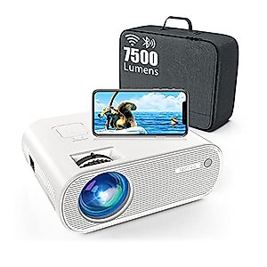 Projector, TOPTRO Projector with WiFi and Bluetooth, Full HD 7500 Lumen Support 1080P, Mini Projector with Carrying Case, Compatible with TV Stick, HDMI, SD, AV, VGA, USB, PS4, X-Box, iOS / Android