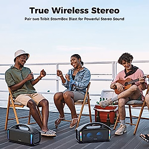 Tribit StormBox Blast Portable Speaker: 90W Loud Stereo Sound with XBass, IPX7 Waterproof Bluetooth Speaker with LED Light, PowerBank, Bluetooth 5.3&TWS, Custom EQ, 30H Playtime, Outdoor/Camping/Party