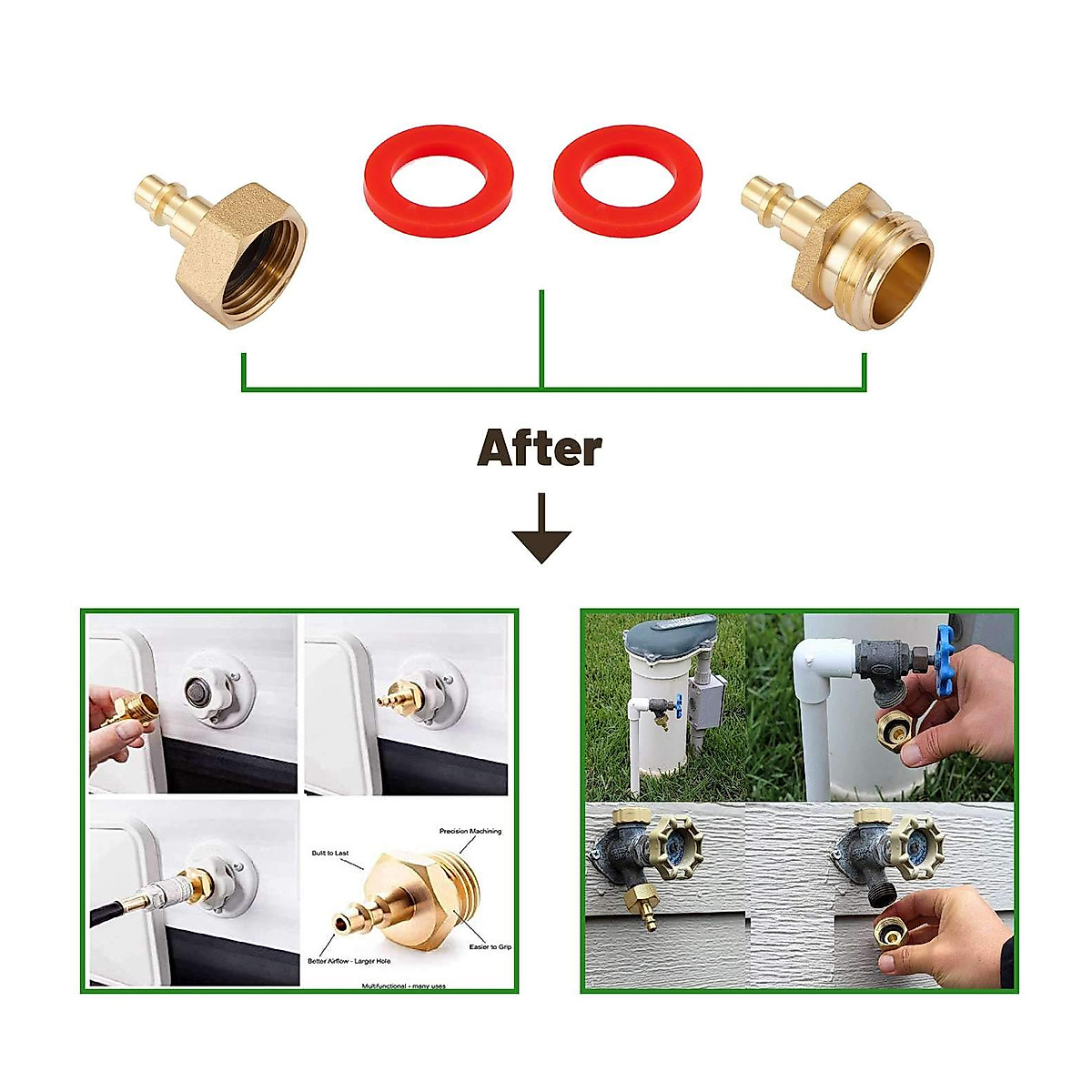 Litorange Lead-Free Brass Winterize Sprinkler Systems: Air Compressor Hose Water Faucet Blow Out Adapter Fitting For RV, Travel Trailer, Boat & Camper（a couple）