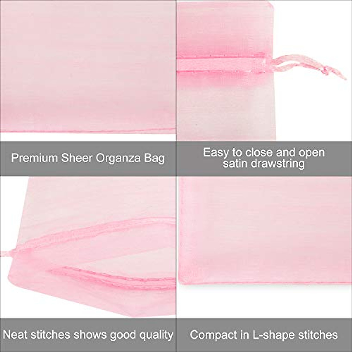 WenTao 100PCS Organza Gift Bags, 4x4.72 Pink Wedding Party Favor Bags with Drawstring, Premium Candy Jewelry Pouch Wrap Sachet Bags…