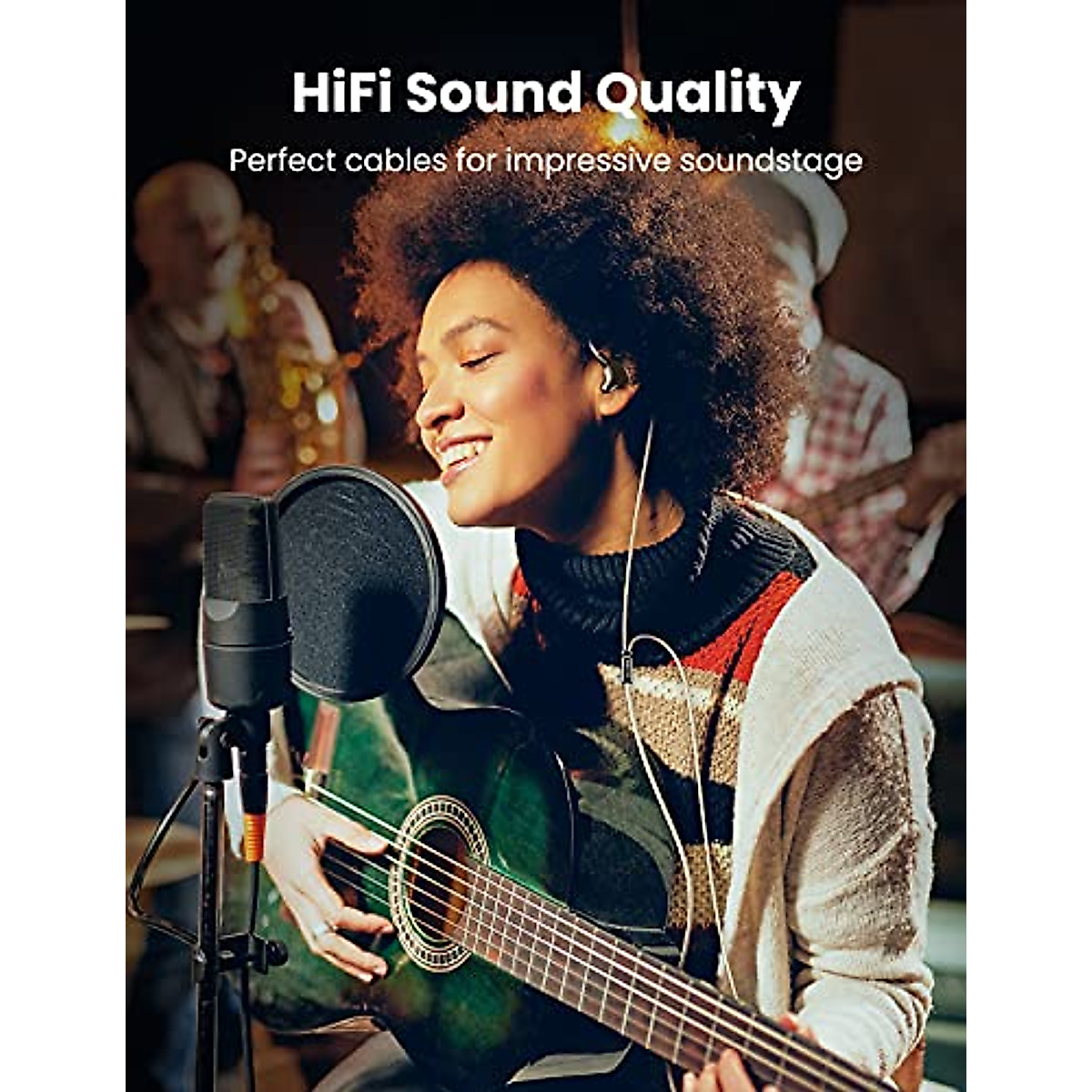 UGREEN MMCX Cable 8 Core 3.5mm to Dual MMCX Audio Cable, Silver Plated Earphone Replacement Cable HiFi Sound Audio Jack Compatible with Shure SE215 SE315 TIN Audio T2 T3, 4FT (MMCX 3.5mm)