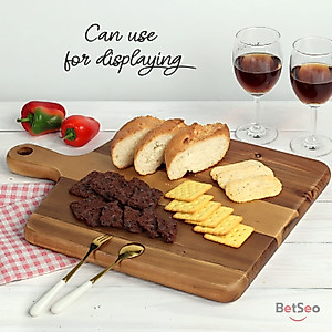 PREMIUM ACACIA Wood Cutting Board with Handle(17'' x 13'' x1") Rectangular Acacia Wooden Cutting Board for Kitchen, Chopping Boards for Meat, Cheese Board, Bread, Vegetables & Fruits