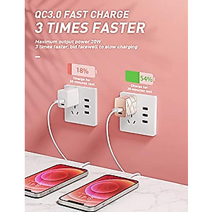 i-Blason Fast USB C Wall Charger, 20W PD 3.0 USB Foldable Compact Power Adapter with 2-Port Compatible with iPhone 14/ iPhone 13/iPhone 11/MagSafe Charger/iPad/Samsung Galaxy S23 (Marble)