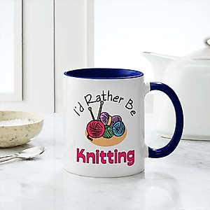 CafePress I'd Rather Be Knitting Mug Ceramic Coffee Mug, Tea Cup 11 oz