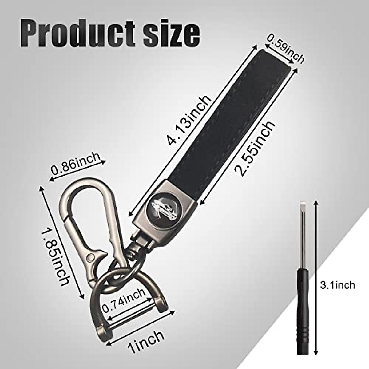 JDDRY Leather Car Keys Keychain for Women Men,Universal Key Fob Keychain for Car,360 Degree Rotatable with Snap Swivel and Anti-Lost D-Ring(Solid Black,1Pack)