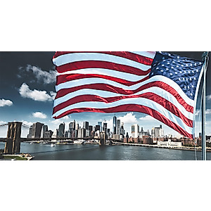 American Flag 5x8 FT Outdoor, Heavy Duty Nylon High Wind US Flag, American Made, Embroidered Stars, Sewn Stripes, Brass Grommets, The Best Double Sided United States Flag Suitable for Outside Use