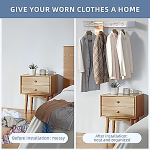 tonchean Wall Mounted Drying Rack Collapsible, Laundry Drying Rack 31.5" Wide, 13.2 Linear Ft Carbon Steel Quality Upgrade 110lb Capacity with Wall Template for Indoor Outdoor Drying Clothes