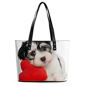 Womens Handbag Animal Dog Leather Tote Bag Top Handle Satchel Bags For Lady