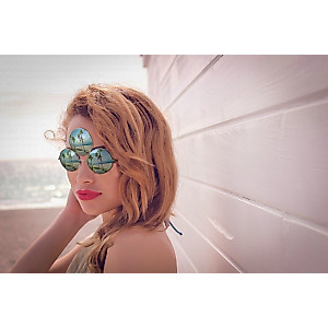Trippy Lights Third Eye Sunglasses, Emerald Green with Pink Reflective Lens