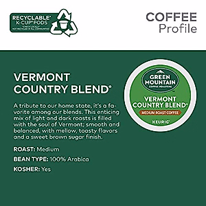 Green Mountain Coffee Roasters Vermont Country Blend, Single-Serve Keurig K-Cup Pods, Medium Roast Coffee, 12 Count (6 Pack)