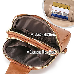 INICAT Small Crossbody Sling Bags for Women Vegan Leather Cell Phone Purse Fanny Packs for Women Men(Dark Brown)