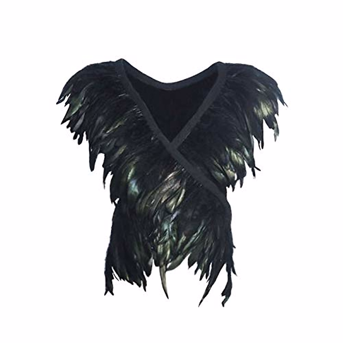 L'VOW Feather Boa Ribbon Punk Gothic Shawl Maleficent Costume for Halloween（Black）