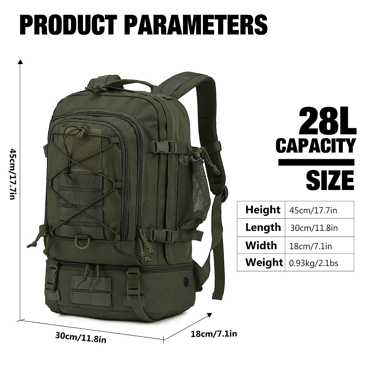 Mardingtop Hiking Backpack,Small Tactical Backpacks for Camping Military Traveling, 28L Motorcycle Backpack