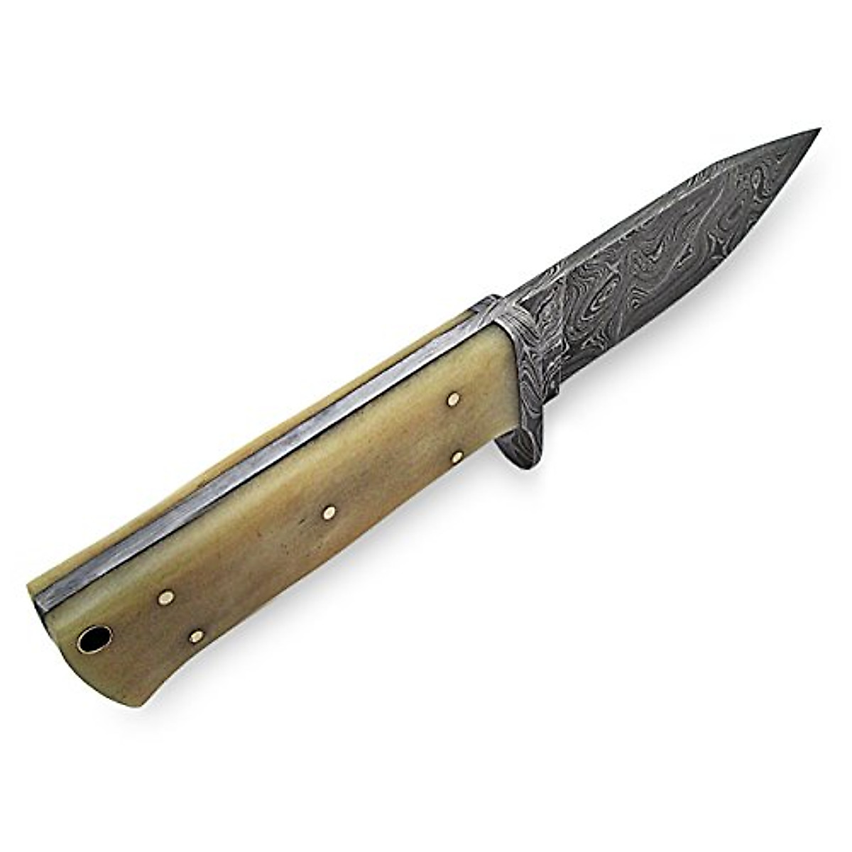 Knife King Handmade Damascus Hunting Knife-Natural Bone Handle-9" Fixed Blade Knife with Leather Sheath-Master Quality EDC Survival Knife-Camping Knife Ideal Gift for Men and Women