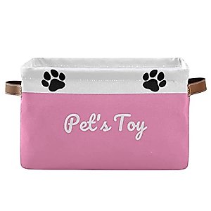 Pink Pet Name Custom Storage Basket Customize Storage Organizer Box Bin Large Collapsible Cube Baskets with PU Handles for Shelf Closet Nursery Laundry 1 Pack