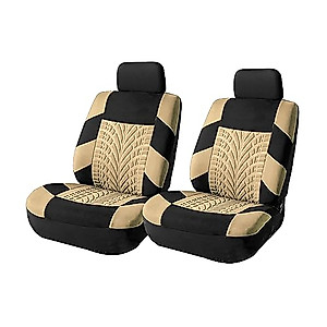2PCS Car Seat Covers for Front Seats, Breathable Waterproof Polyester Split Automotive Cushion Cover, Vehicle Seat Protectors Driver Interior Accessories Universal for Most Cars, SUV (Beige/Front)