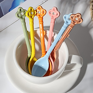 Small Coffee Spoons Ceramic Espresso Spoons set of 6 Demitasse Spoons for Coffee Dessert Tea Ice Cream