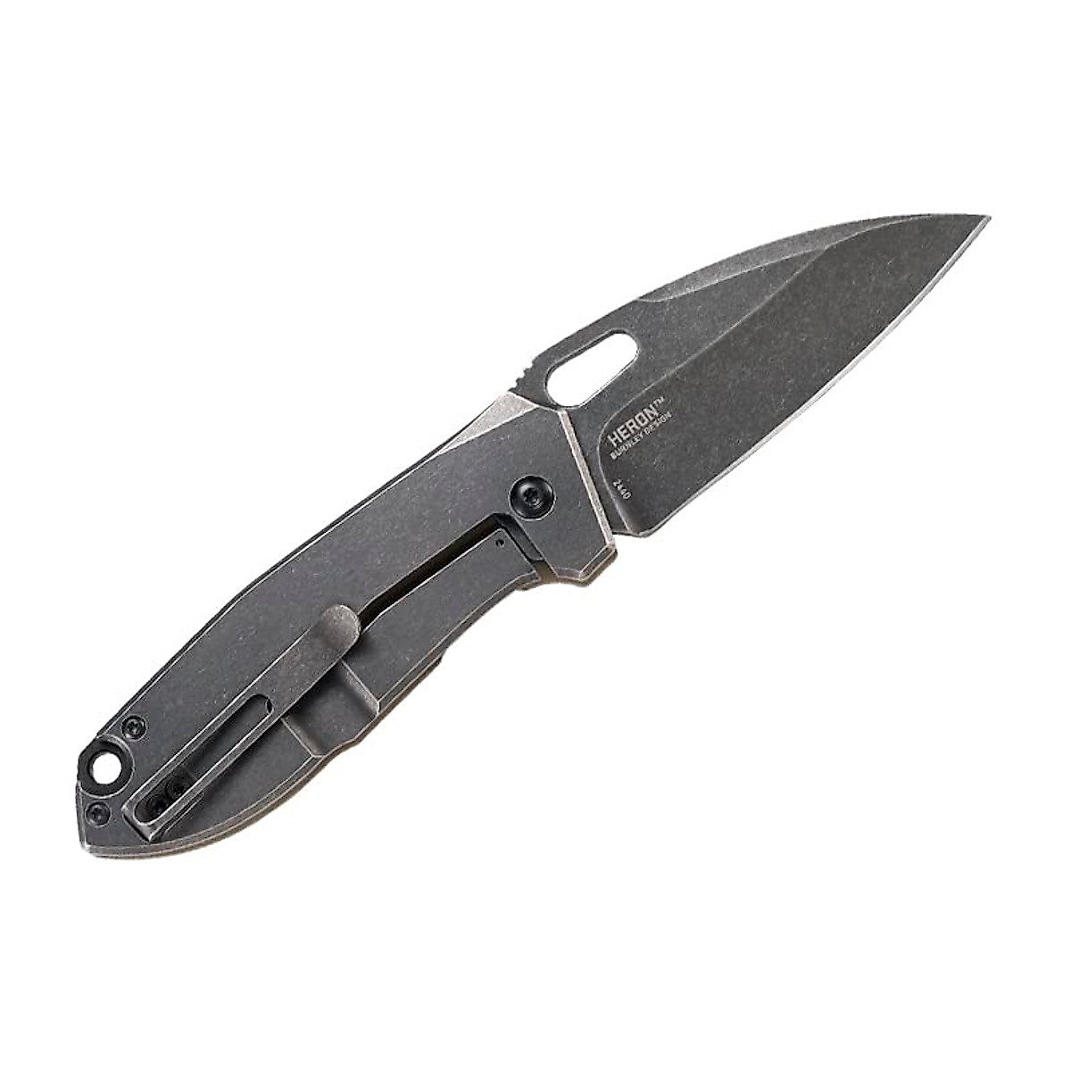 CRKT Heron EDC Pocket Knife: Everyday Carry Utility Folder, Stonewash Wharncliffe Blade with Frame Lock, Thumb Hole Open, Black Stonewash Finish, Tan G10 and Black Carbon Fiber Handle 2440
