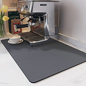 Coffee Mat-Coffee Bar Accessories-No Water Marks Dish Drying Mat-Coffee Bar Mat for Countertops Rubber Backing Bar Mat Under Coffee Maker Machine Coffee Pot-Perfect Coffee Station Organizer
