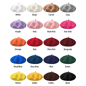 AWAYTR Wool French Beret Hats - Solid Color Artist Beret Hat for Women and Kids (White,Adult)