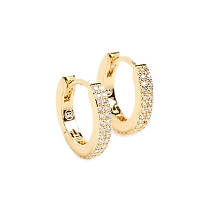 gorjana Women's Wilder Shimmer Bar Huggies, 18K Gold Plated, White Cubic Zirconia Hoop earrings w/Hinge Closure