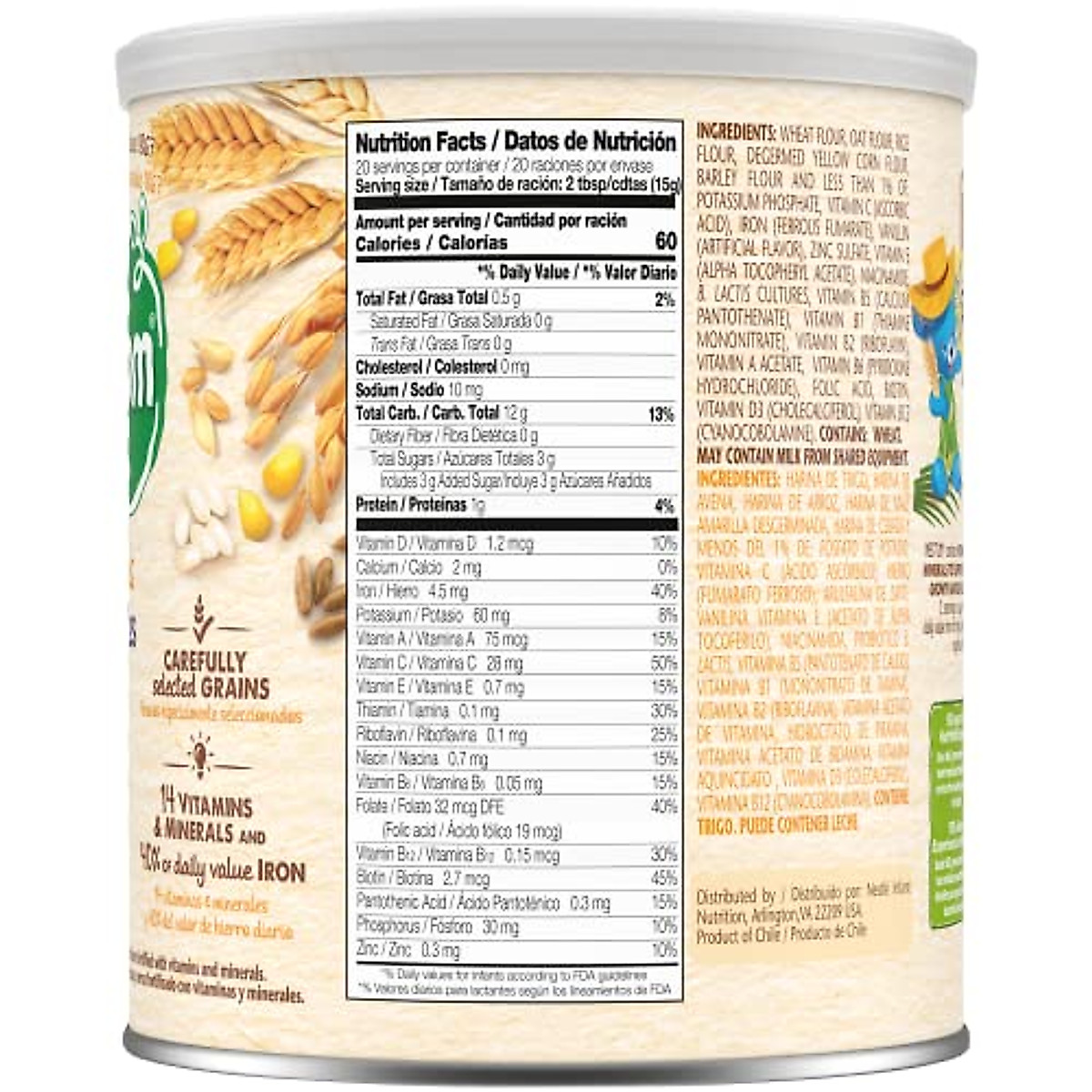 Nestle Nestum Infant Cereal, 5 Cereals, Made for Infants 6 Months Old, 10.6 Ounce Canister (Pack of 1)