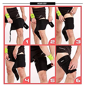 Dexlary Compression Thigh Recovery Sleeve for Hamstring Pain, Groin Pain, & Quad Support - Guaranteed to Speed up Recovery & Relieve Pain and Soreness - Great for Running & All Sports! (1 Sleeve)